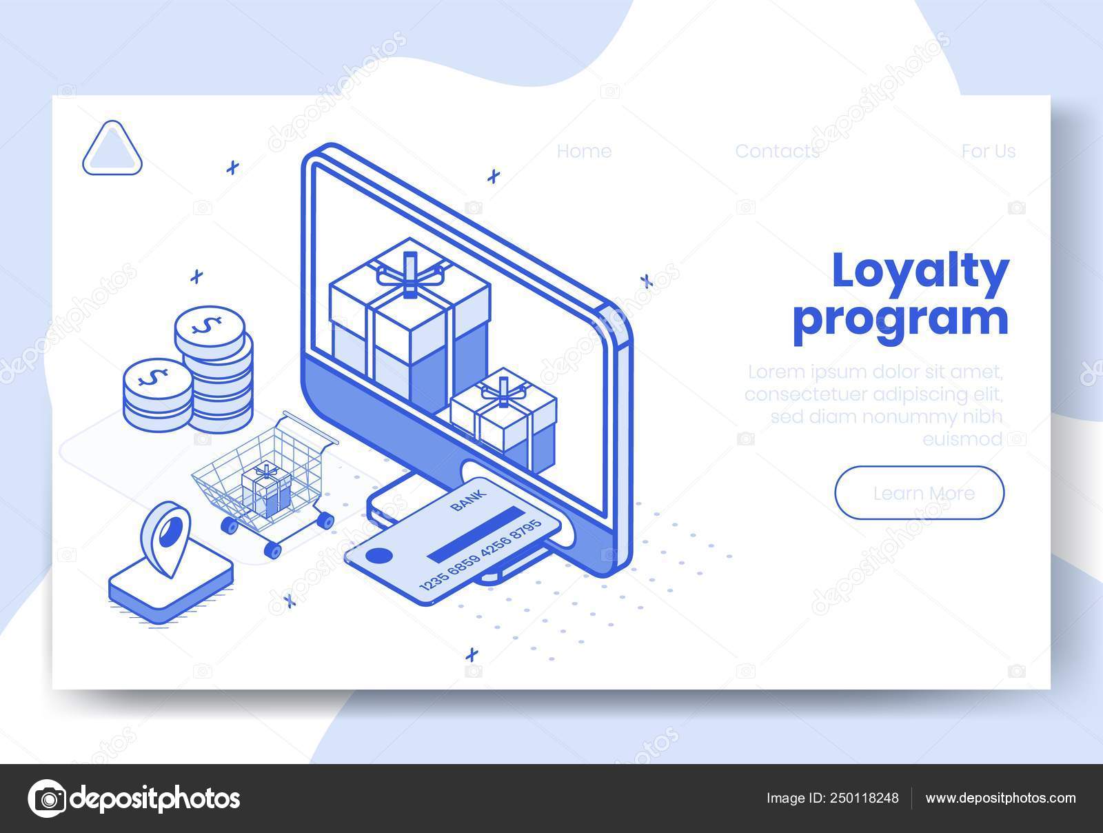 Digital isometric design concept set of loyalty program 3d icons ...