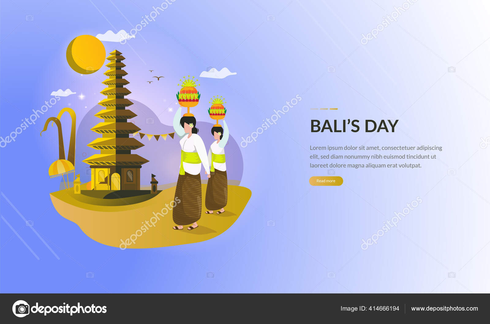 Bali Indonesia Illustration Theme Greeting Post Card Stock Vector Image ...