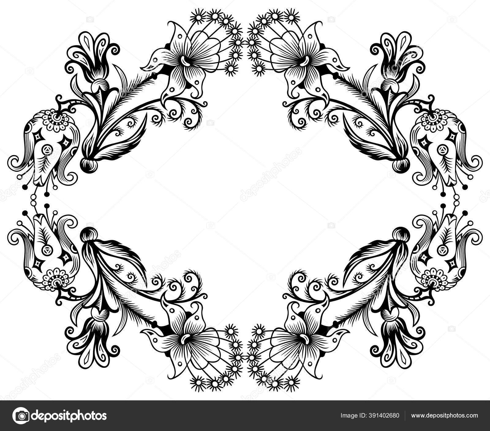 Floral vector vintage border. Frame design. Stock Illustration by ...