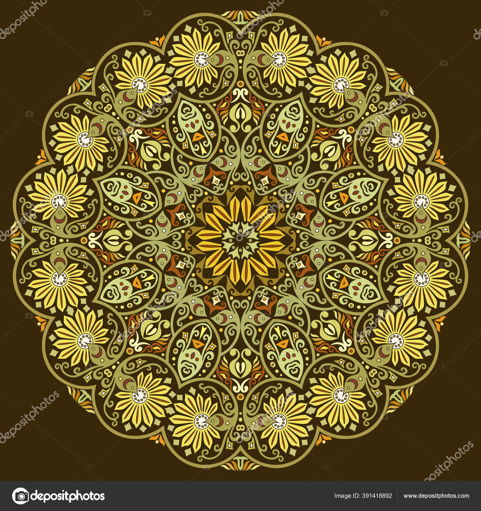 Vector ethnic abstract flower illustration — Stock Vector © KTVector ...