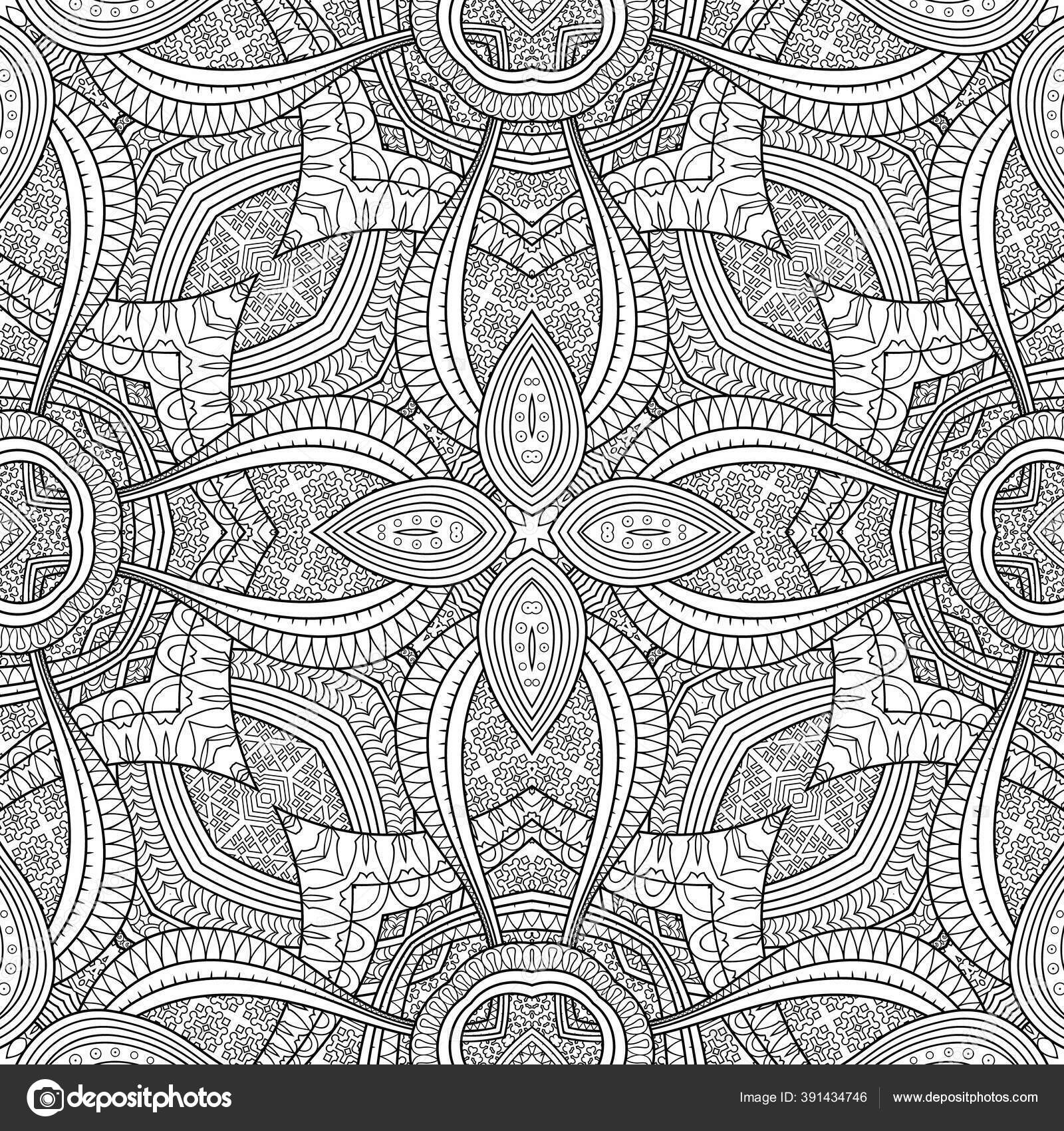 Vector ethnic hand drawn line art seamless pattern Stock Vector Image ...