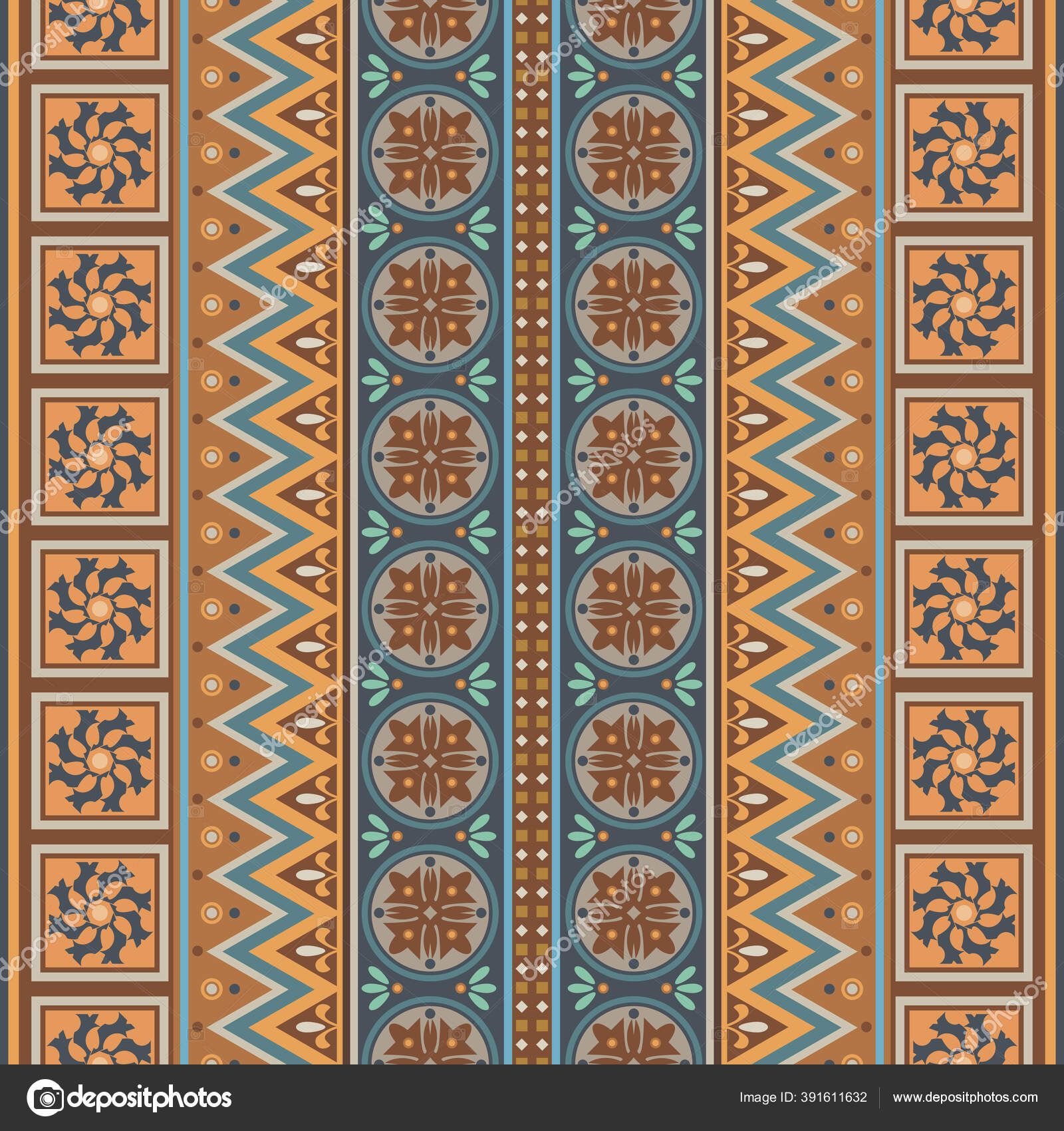 Abstract ethnic stripe pattern, vector background Stock Vector by ...