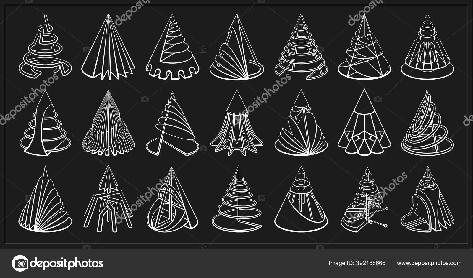 Set of 3D geometric shapes cone designs Stock Vector by ©KTVector 392188666