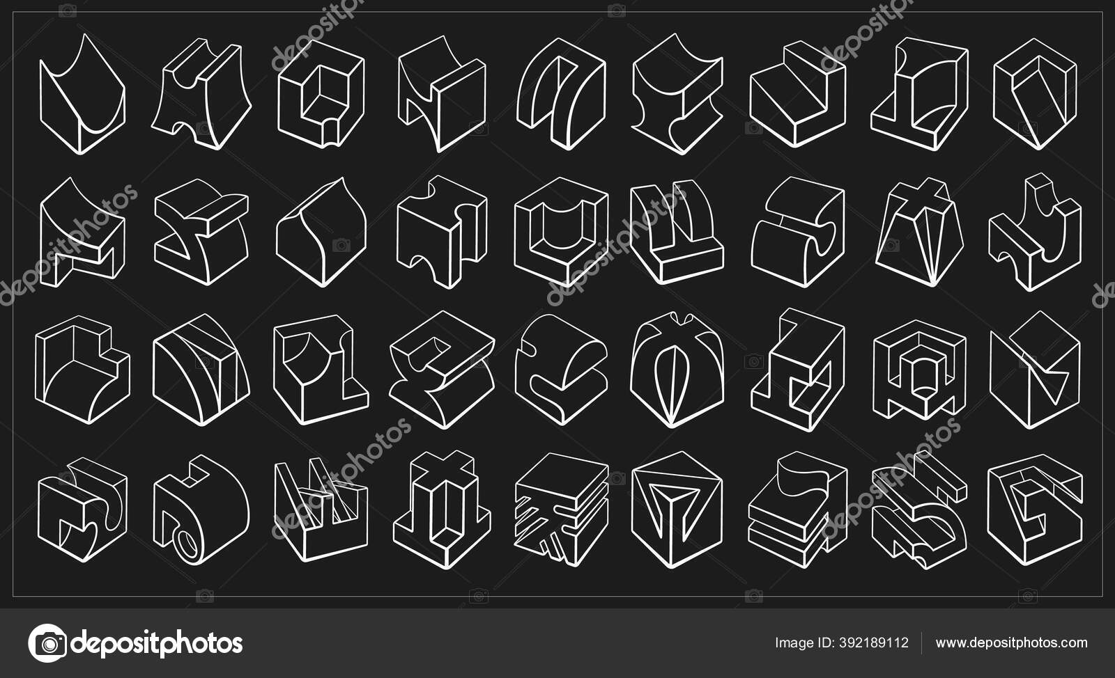 Set of 3D geometric shapes cube designs Stock Vector Image by ©KTVector ...