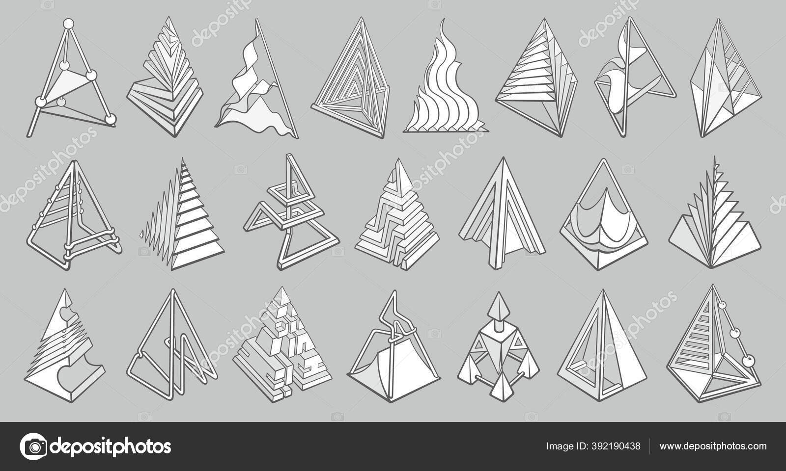 Set of 3D geometric shapes pyramid designs Stock Vector Image by ...
