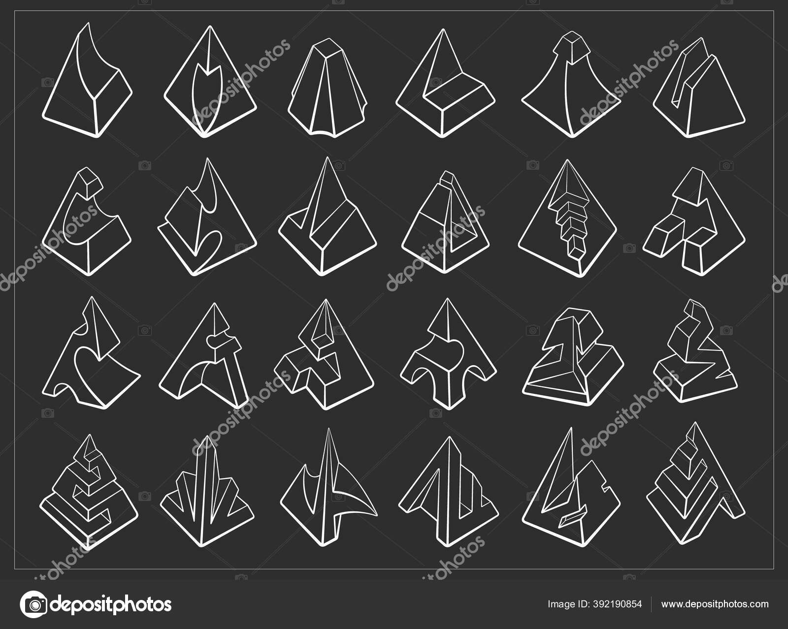 Set of 3D geometric shapes pyramid designs Stock Vector by ©KTVector ...