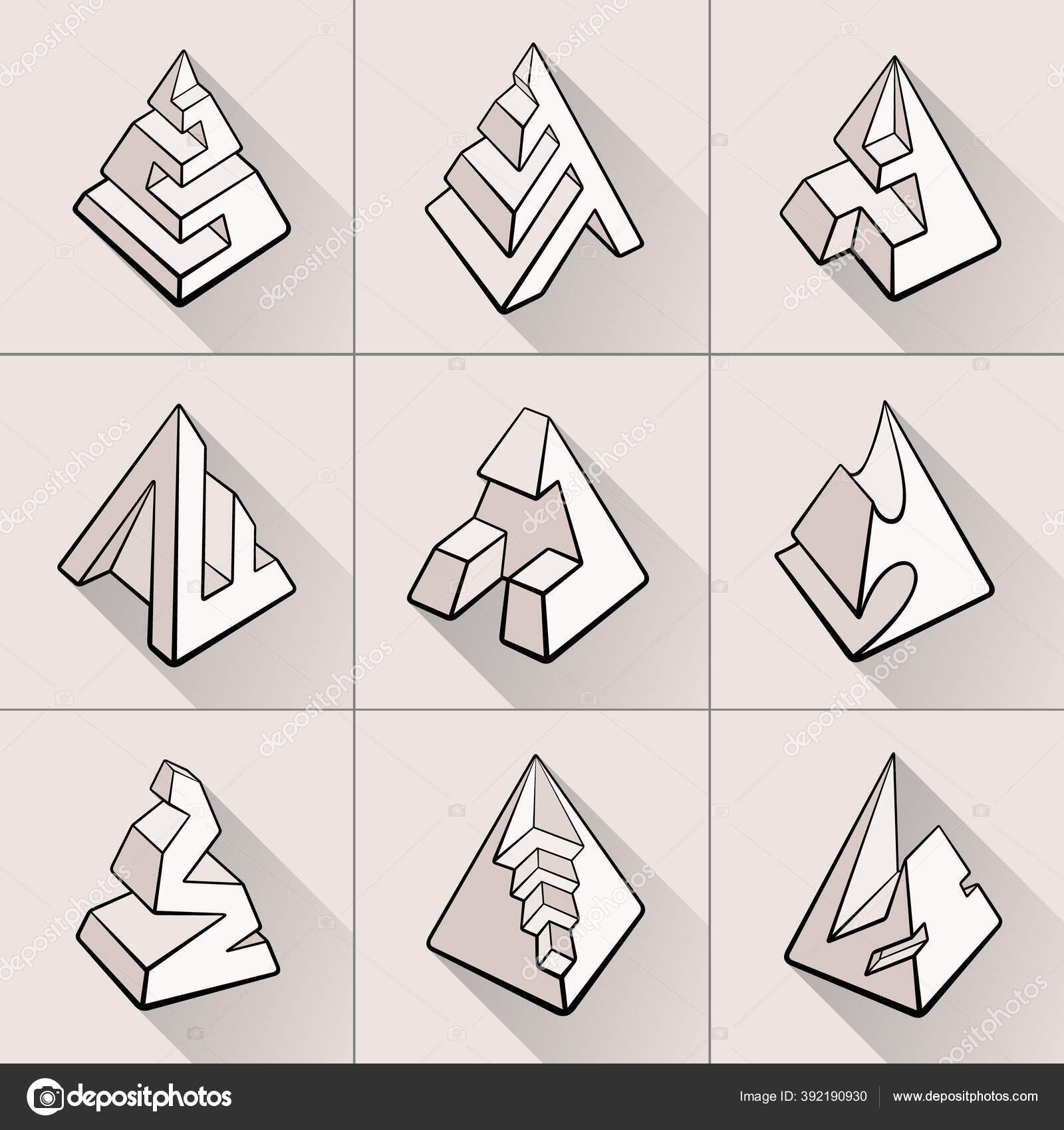 Set of 3D geometric shapes pyramid designs Stock Vector by ©KTVector 392190930