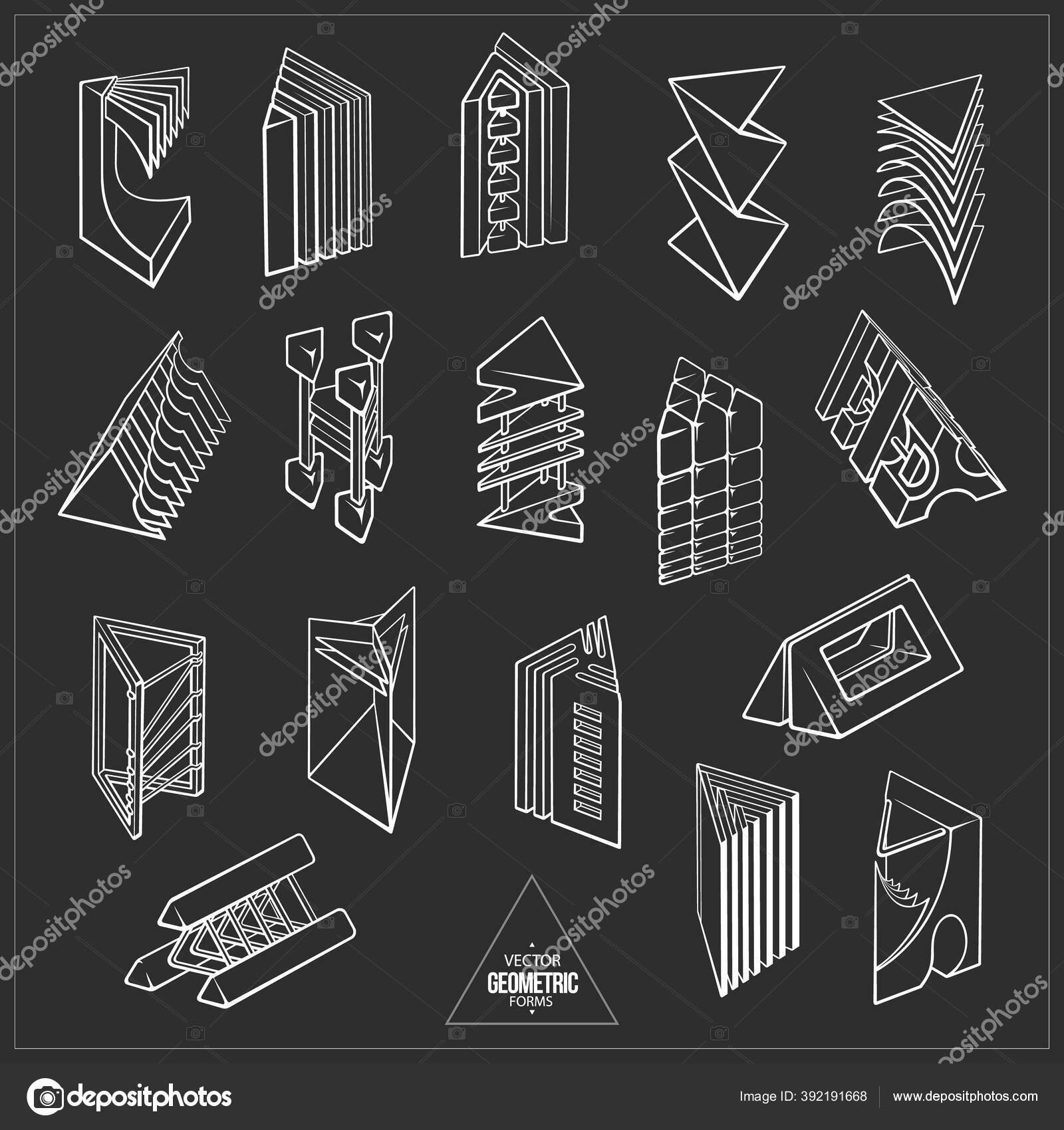 Set of 3D geometric shapes prism designs Stock Vector Image by ...