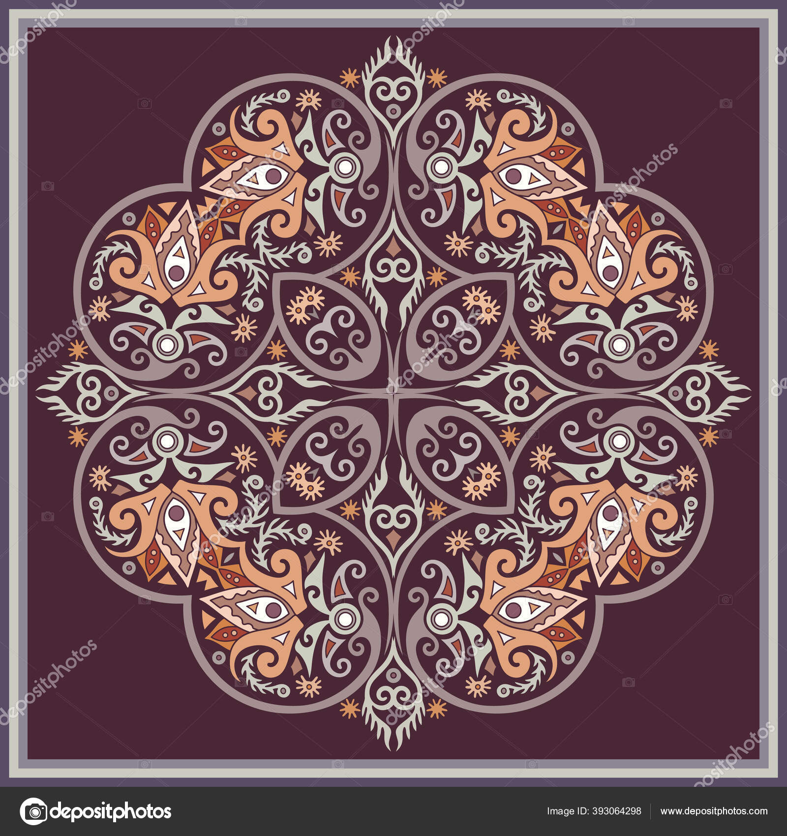 Vector ethnic abstract flower illustration Stock Vector Image by ...