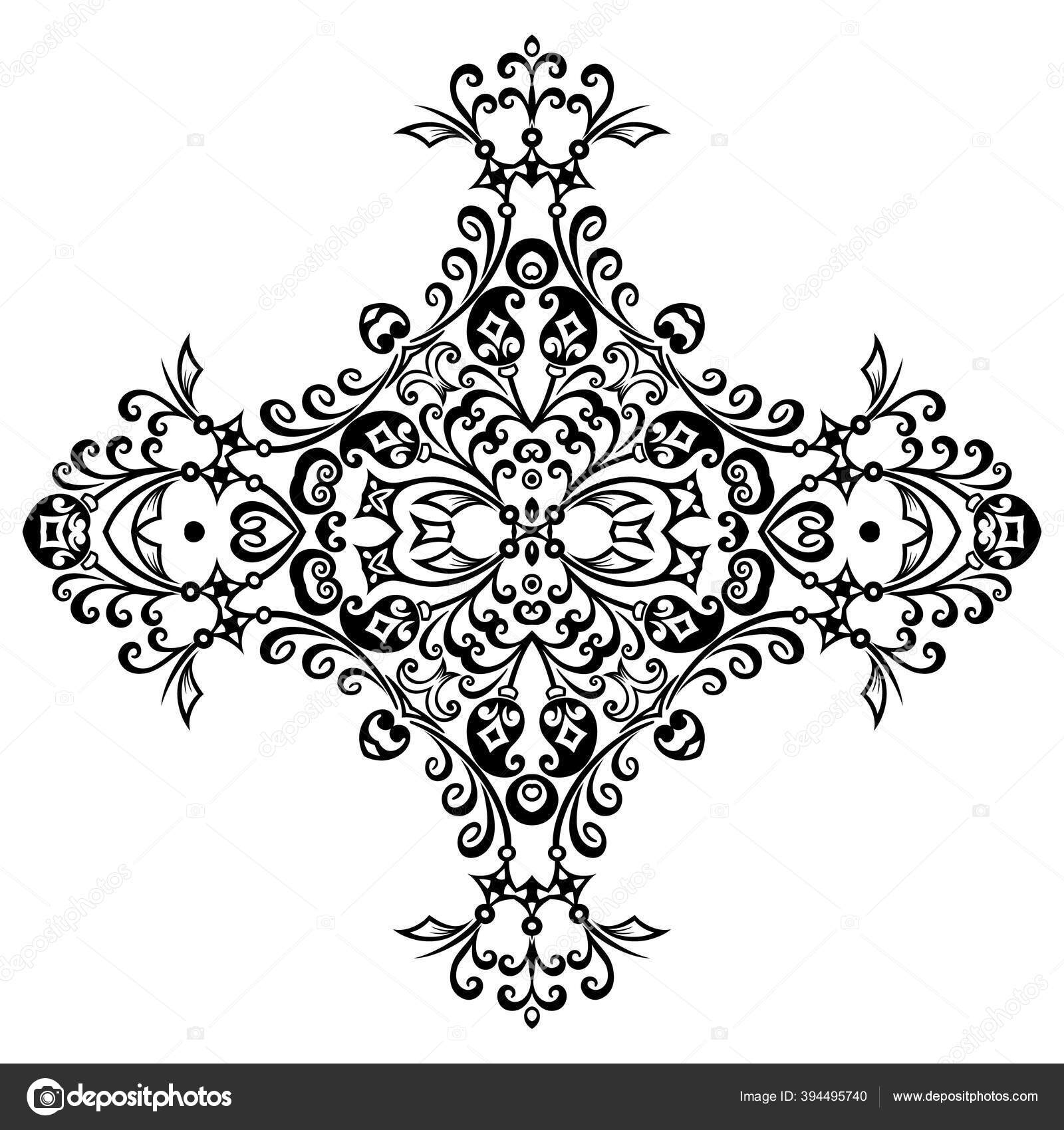 Vector Abstract Black Color Decorative Floral Ethnic Ornamental ...