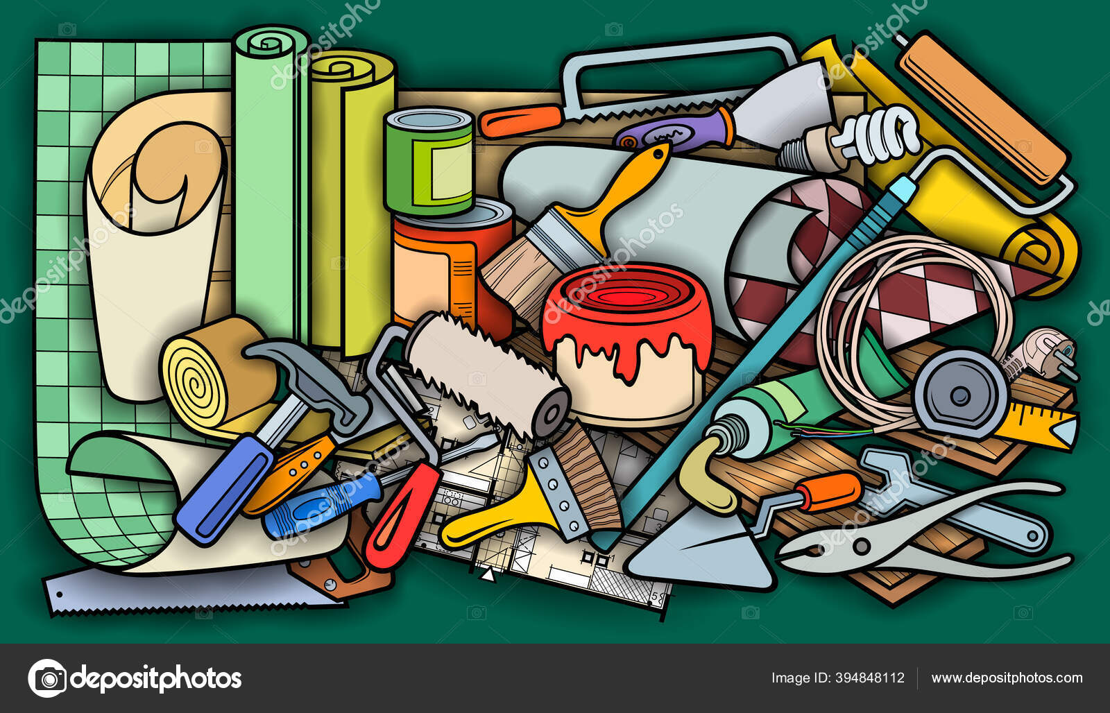 Cartoon doodle hand drawn home repair illustration Stock Vector Image ...