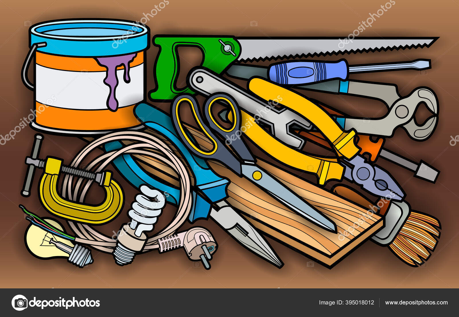 Cartoon home repair instruments illustration Stock Illustration by ...