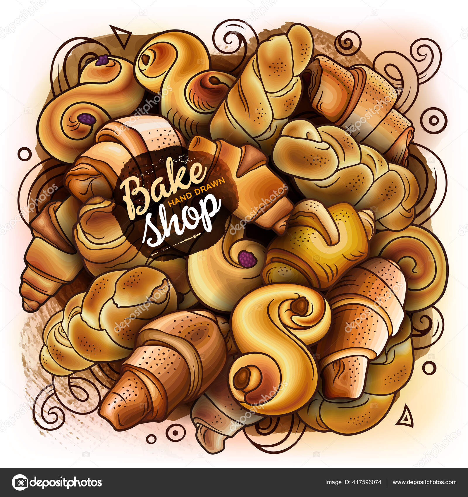 Bollos dibujado a mano vector garabatos ilustración. Vector de stock ...