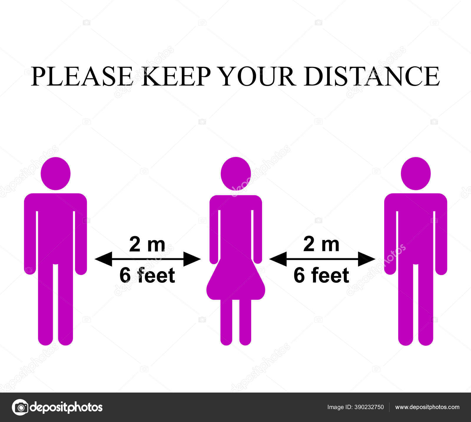 Safety Distance People Symbolic Representation Illustration — Stock ...