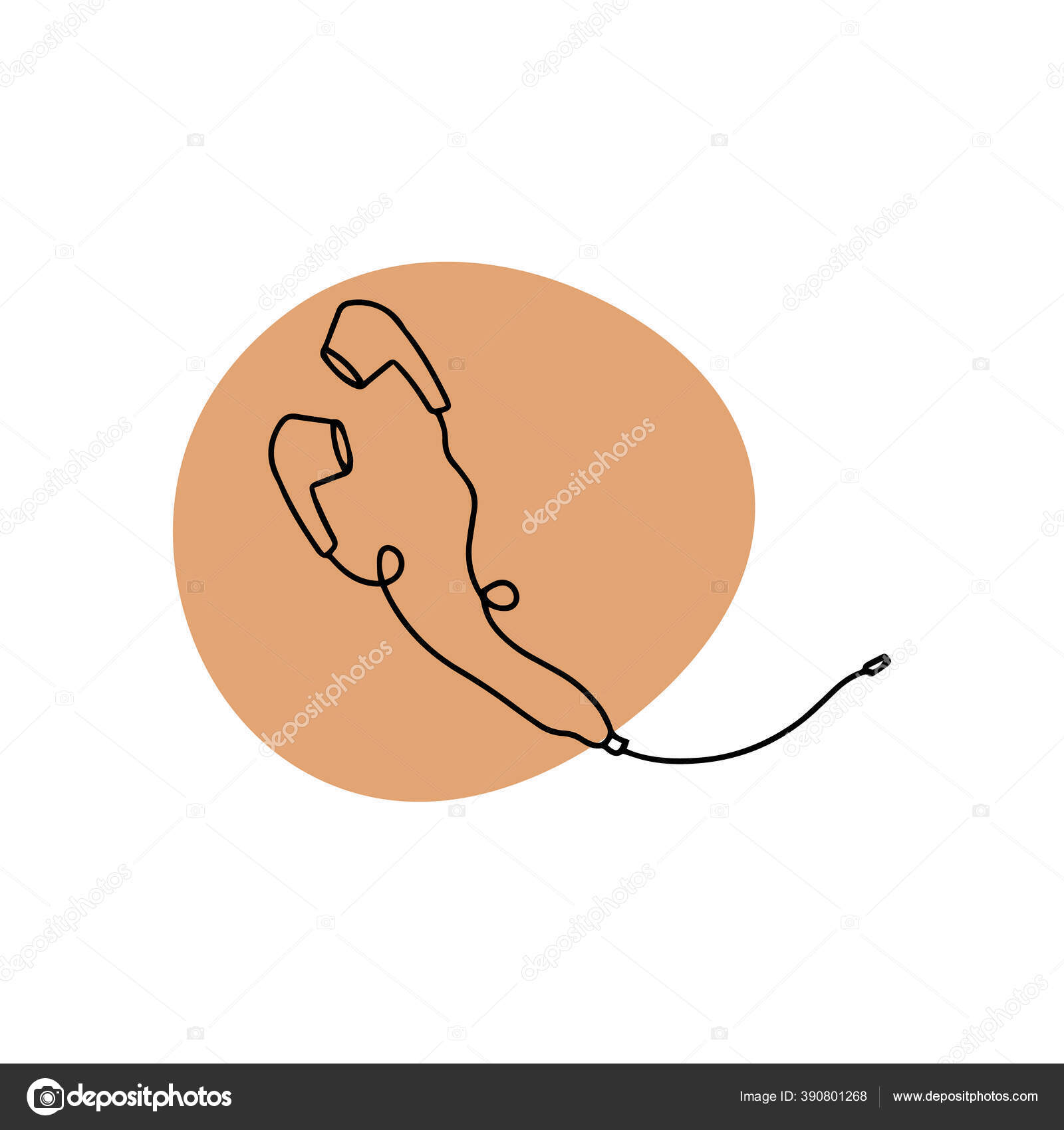 Linear Illustration Headphones Wire Doodle Style Icon Concept Home ...