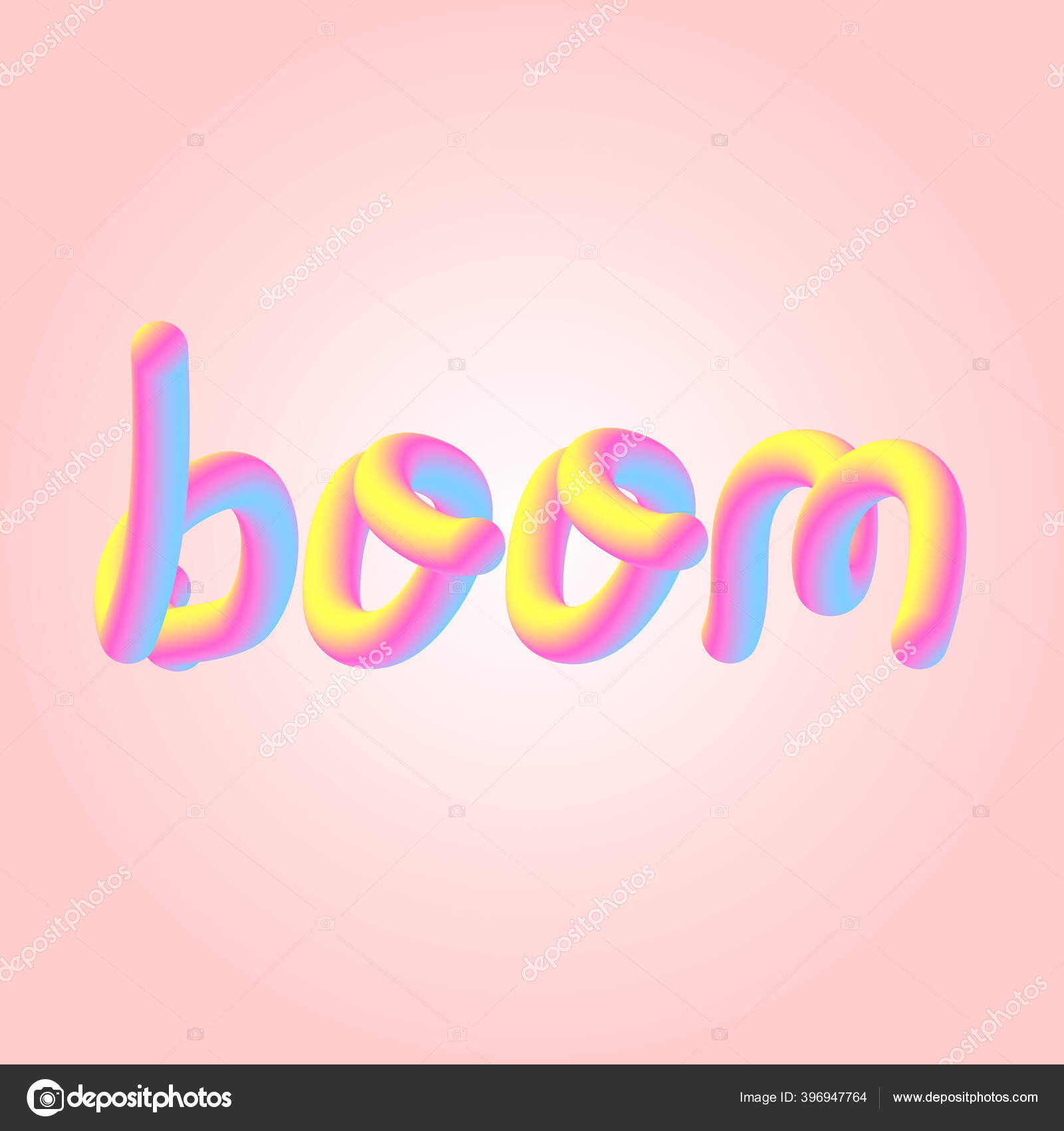 Gradient Inscription Boom Tubular Letters Voluminous Text Yellow Pink ...