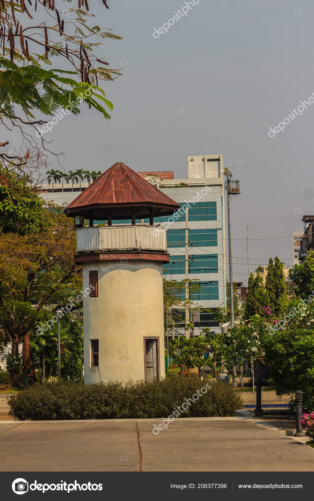 Old Prison Guard Tower Constructed Brick Wood Red Roof Tiles — Stock ...