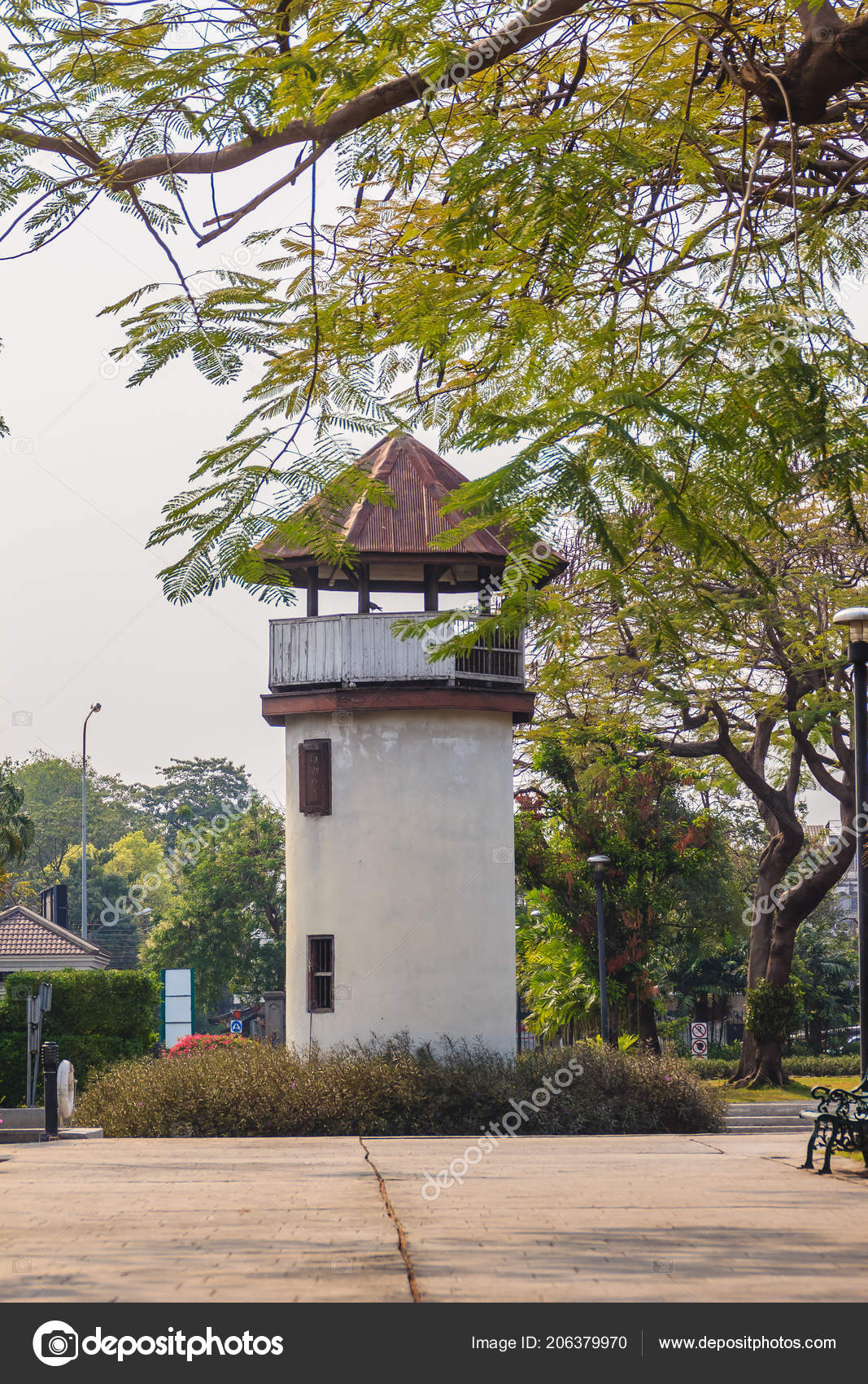 Old Prison Guard Tower Constructed Brick Wood Red Roof Tiles — Stock ...
