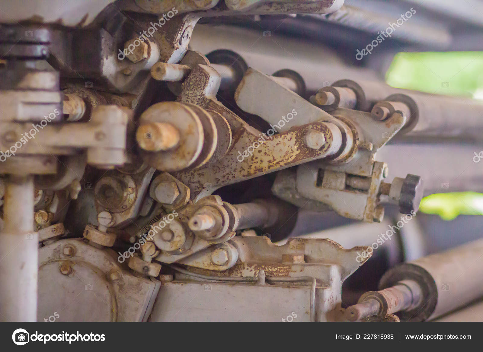 Old Printing Press Machine Rotary Equipments Close Detail Old Printing ...