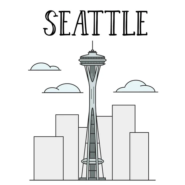 Clipart: space needle | The Space Needle And Seattle Washington Skyline ...