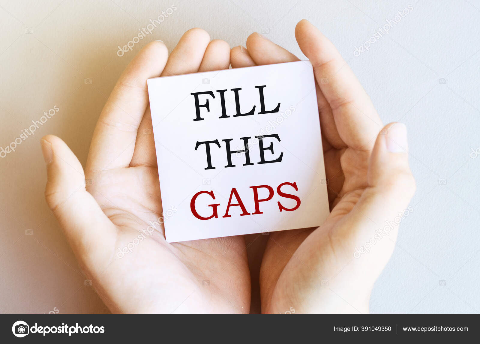 White Paper Text Fill Gaps Male Hands White Background Stock Photo by ...