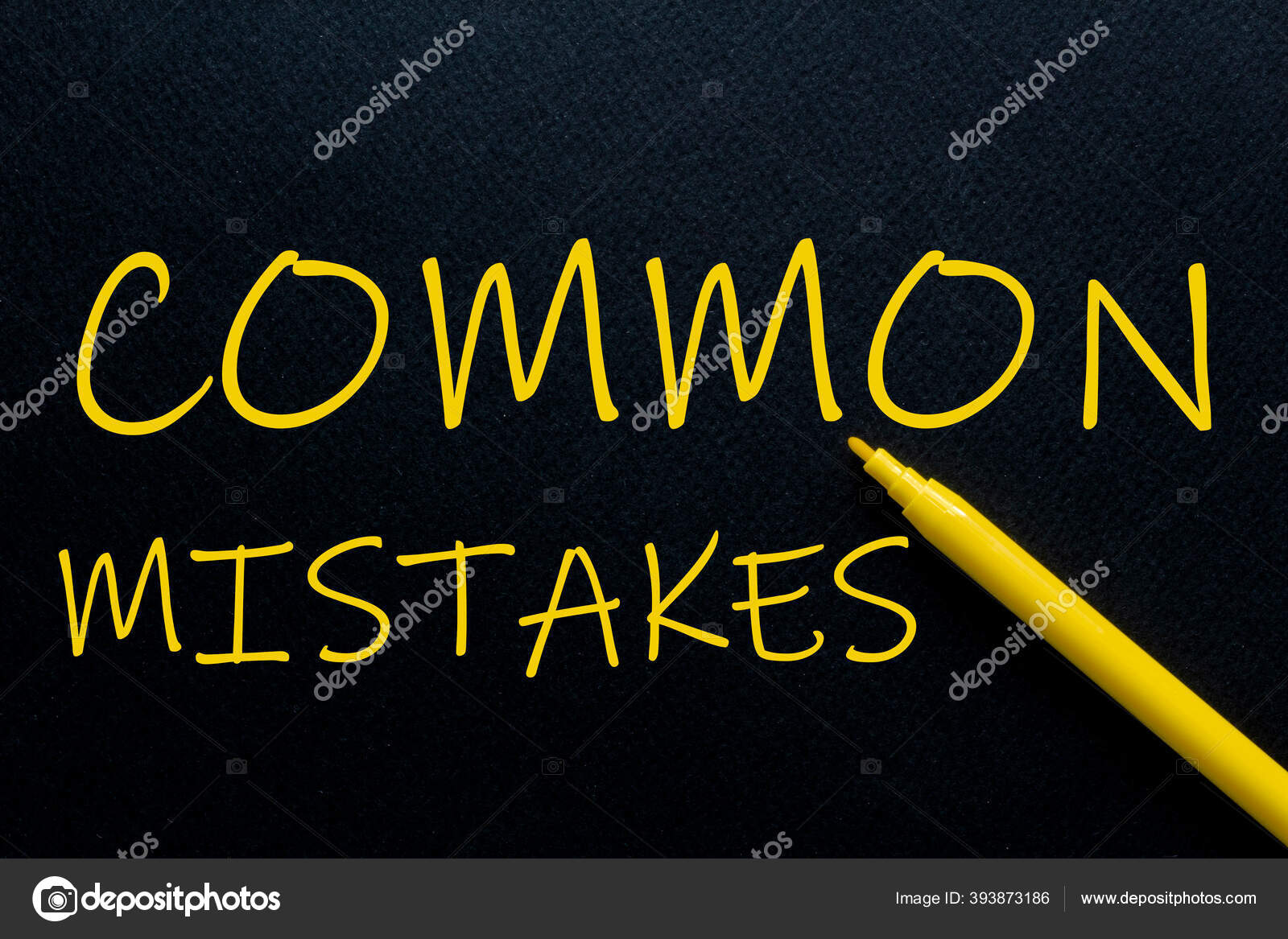 Common Mistakes Yellow Pen Yellow Text Own Rent Black Background Stock ...