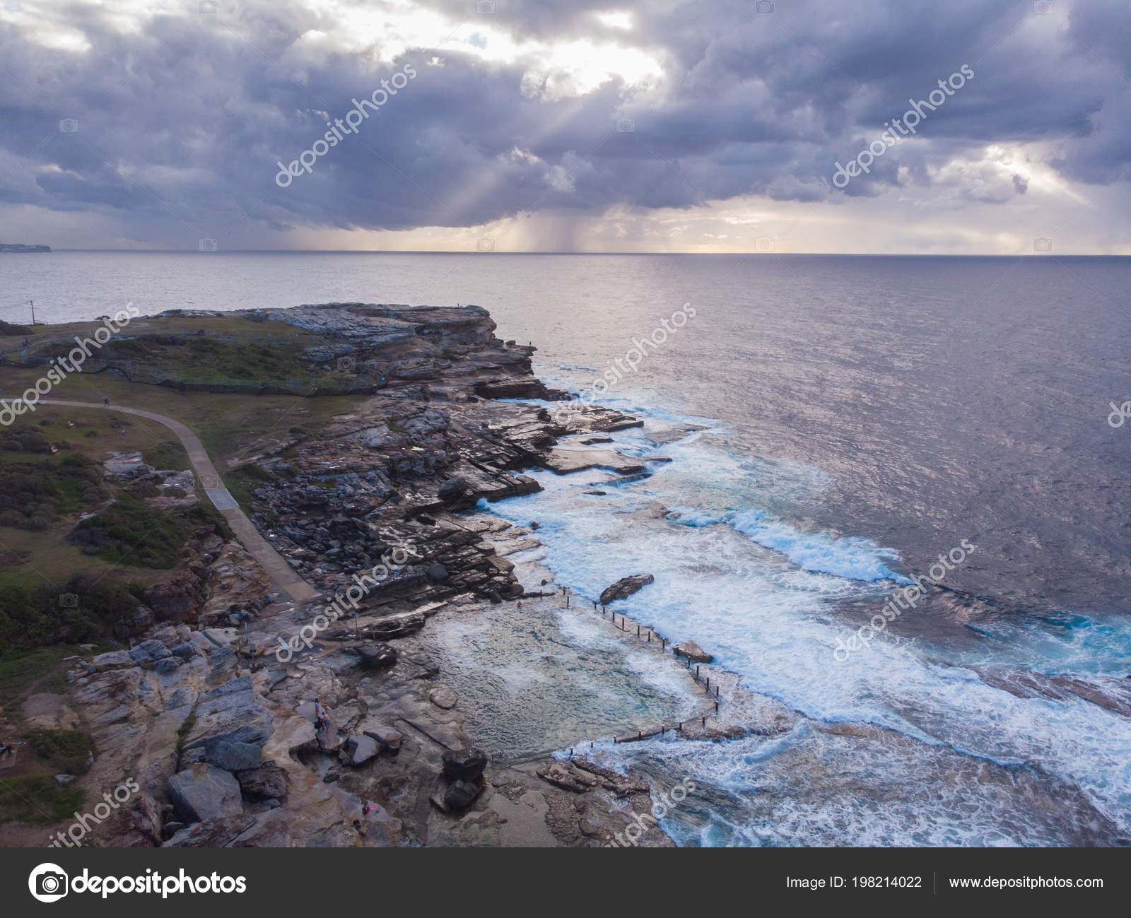 Aerial View Mahon Rock Pool Maroubra Beautiful Coastline Australia ...