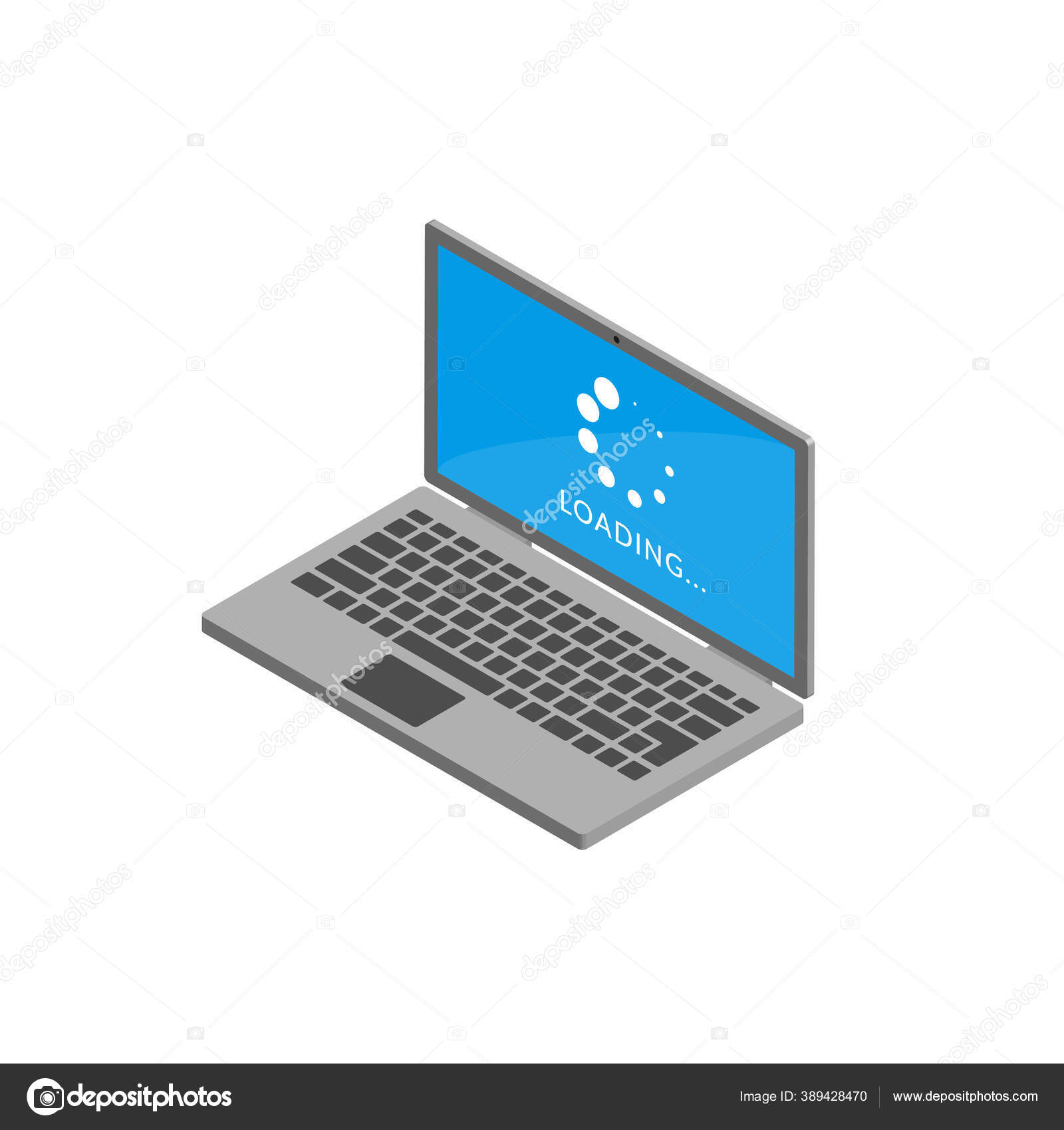 Laptop Computer Loading Screen Object Illustration Isometric Style ...