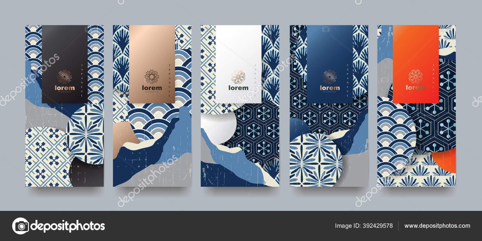Vector Set Packaging Templates Japanese Nature Luxury Premium Products ...