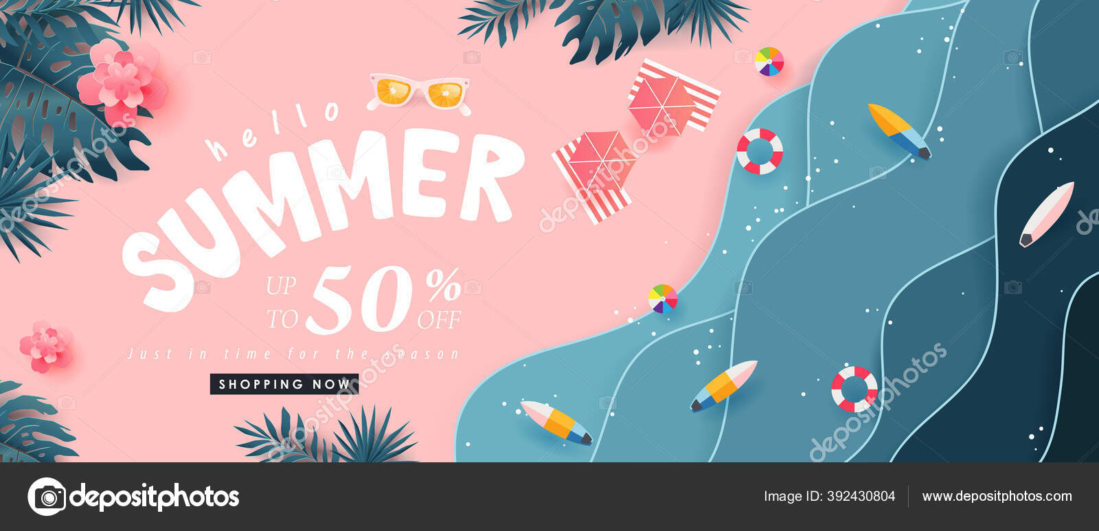 Summer Sale Banner Background Design Stock Vector by ©Bokmok 392430804