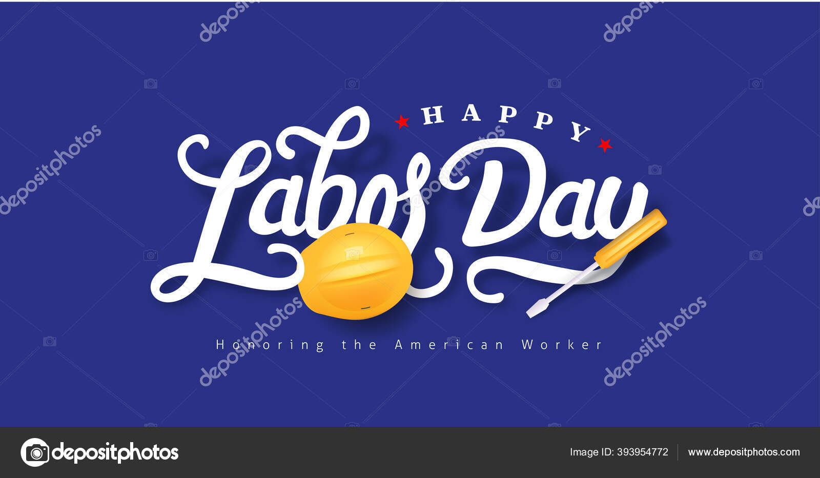 Glædelig Arbejdsdag Hånd Bogstaver Baggrund Banner Template Vector ...