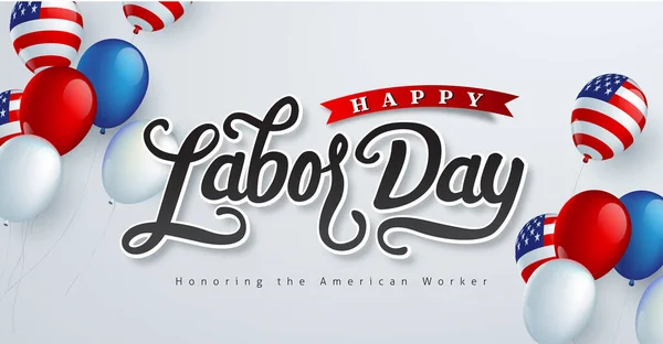 Glædelig Arbejdsdag Hånd Bogstaver Baggrund Banner Template Vector ...