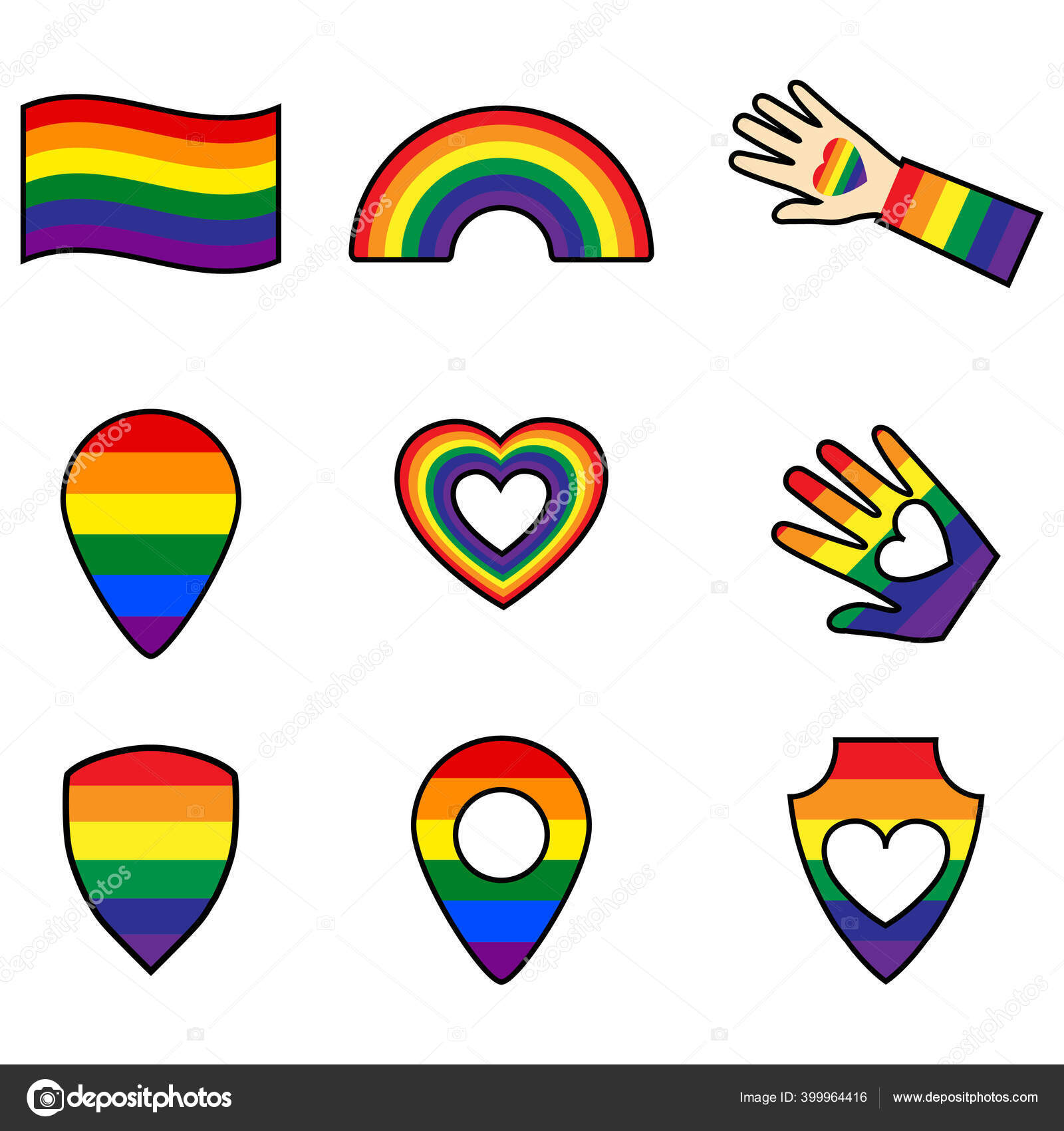 Rainbow Colored Lgbt Icons Gay Pride Lgbt Concept Pride Month Stock ...