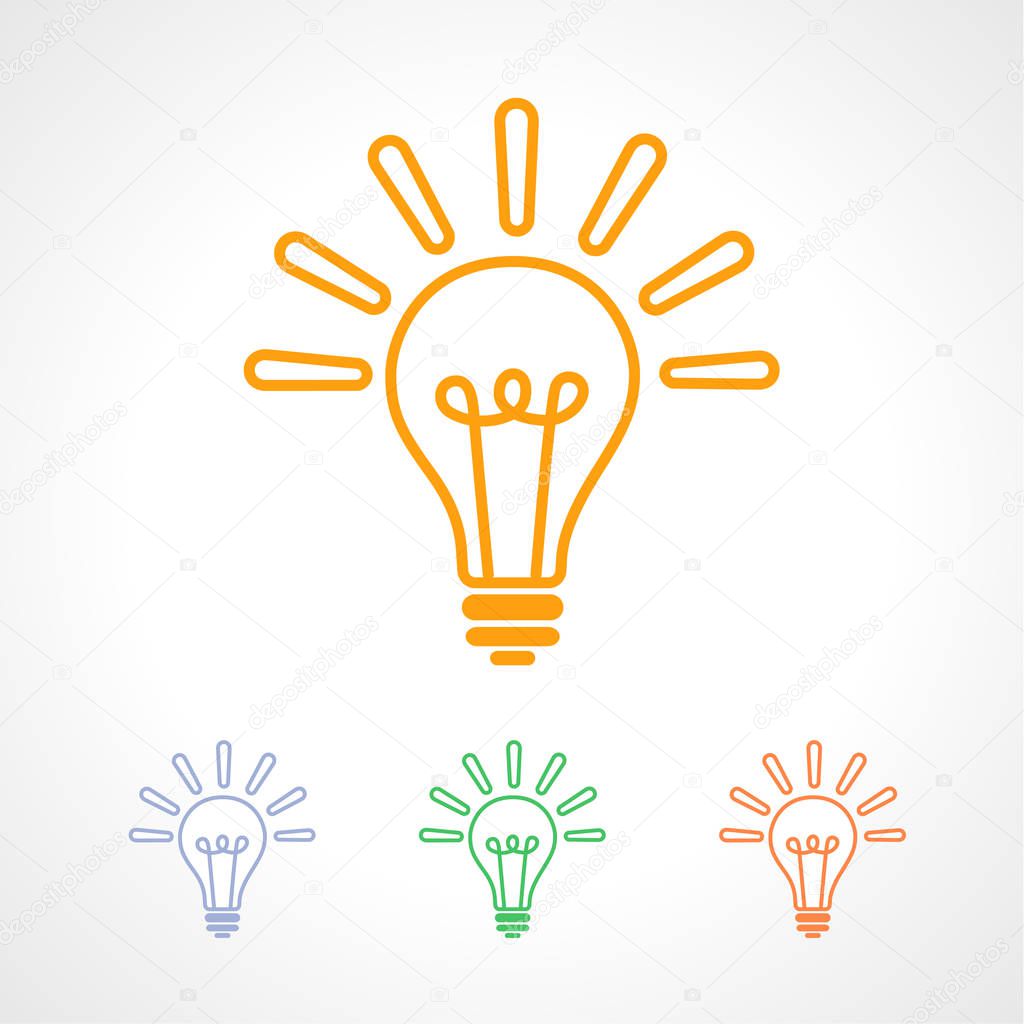 Icono de arte de línea de colores buenas ideas. Símbolo de solución ...
