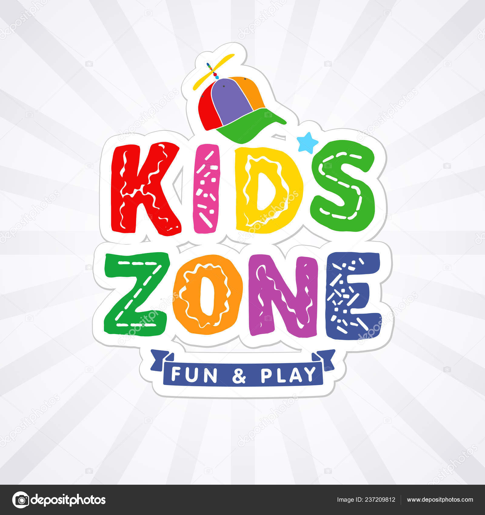 Kids Zone Celebration Fun Play Sign Abstract Isolated Vector Graphic ...