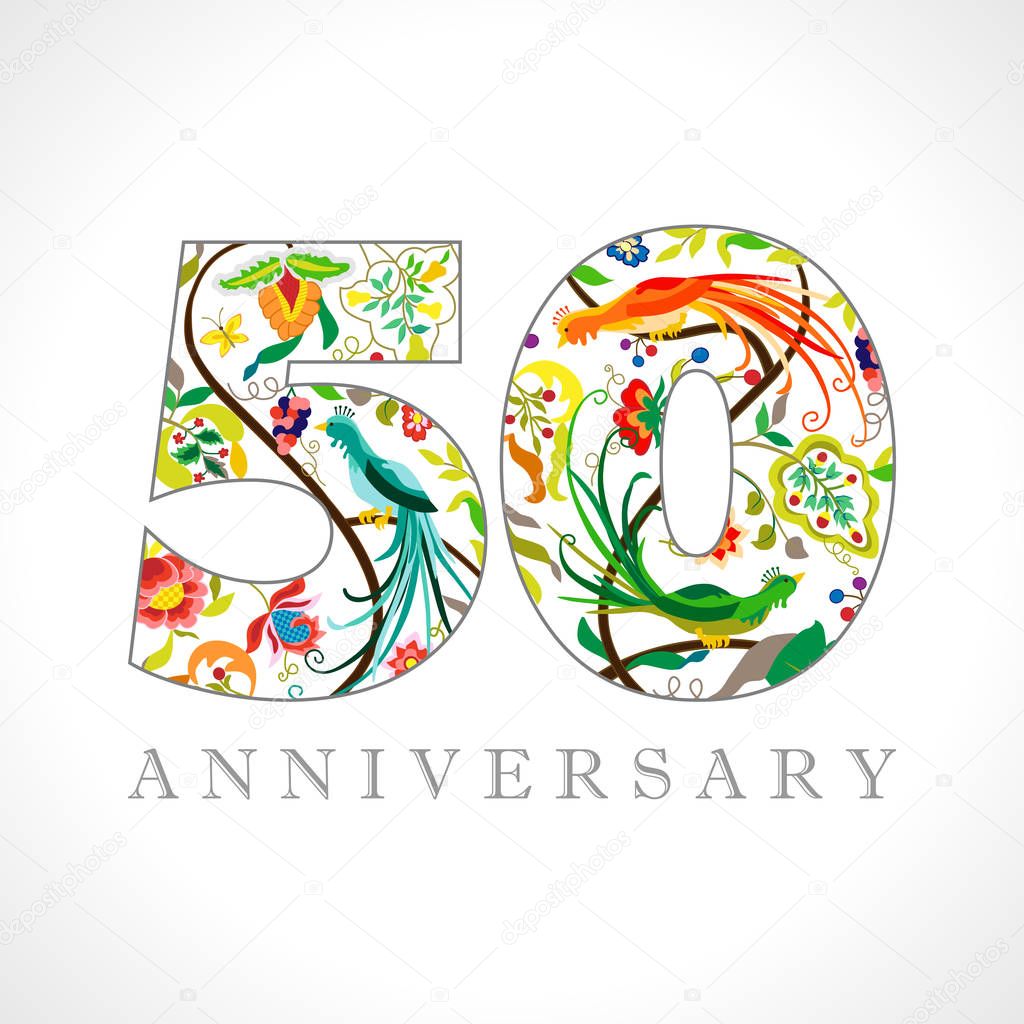 Logotipo de 50 a os. N meros del 50 aniversario. S mbolo decorativo. Felicidades por la edad con ...