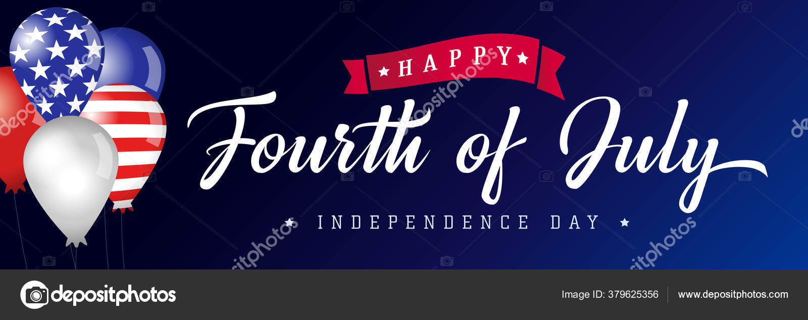 Happy Fourth July Usa Blue Poster Balloons Flags United States Stock ...