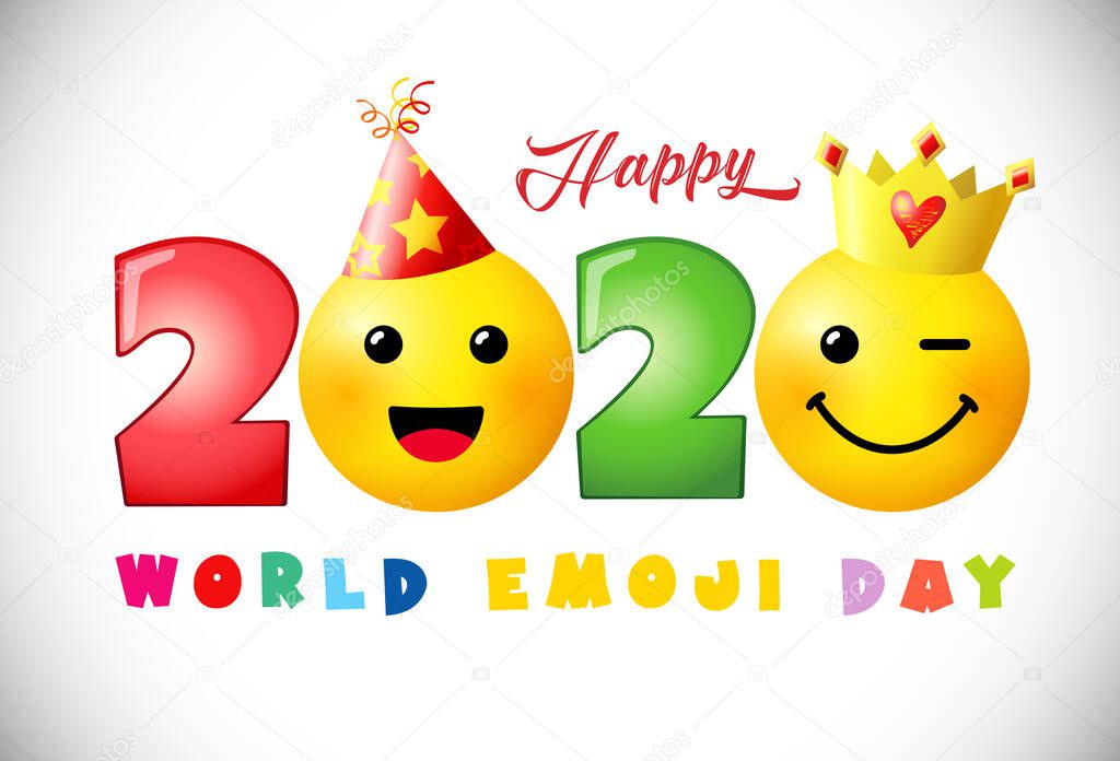 Feliz día mundial emoji 2020 felicitaciones creativas. Plantilla de ...
