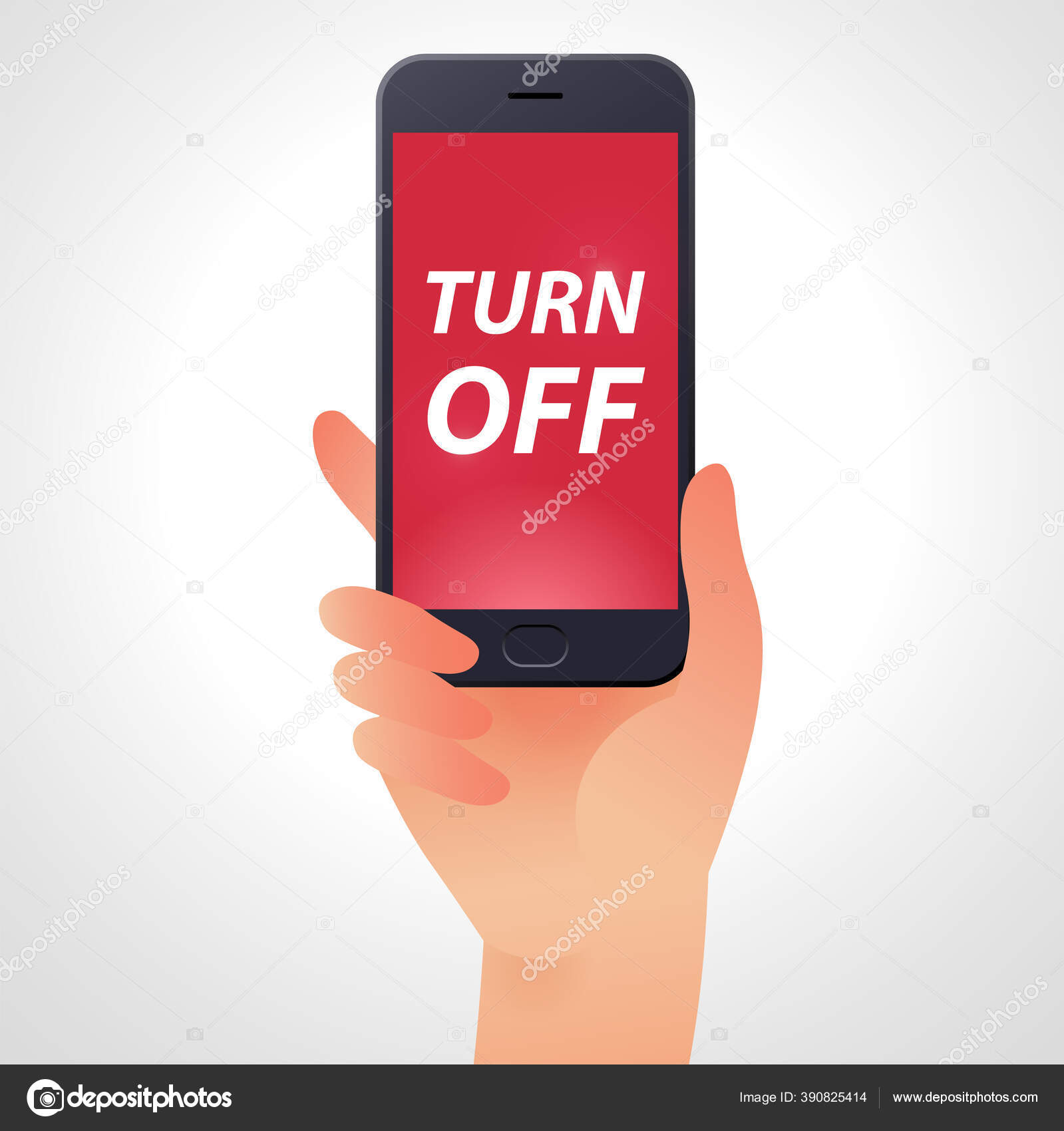 Turn Sing Smartphone Use Hand Holding Smartphone White Background Flat ...