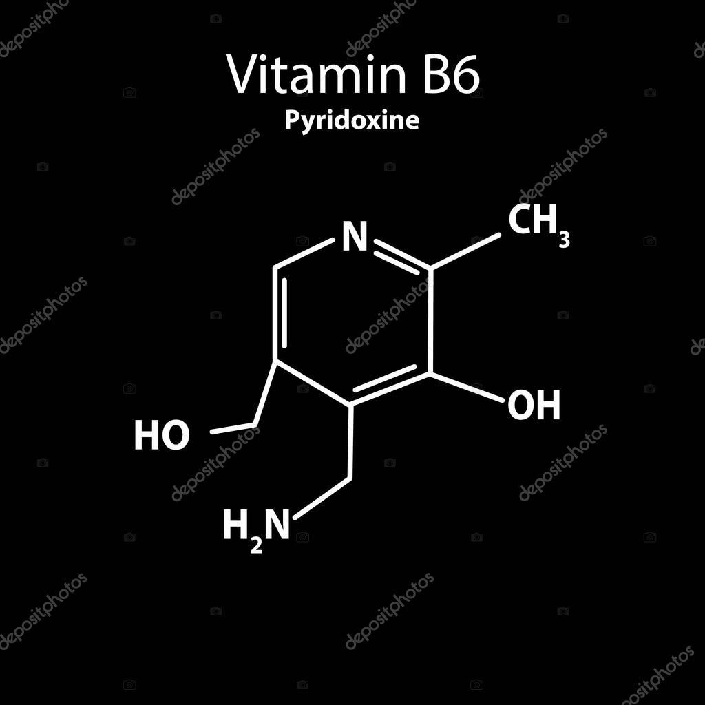 Vitamina B6. Pyridoxine Fórmula química molecular. Infografías ...
