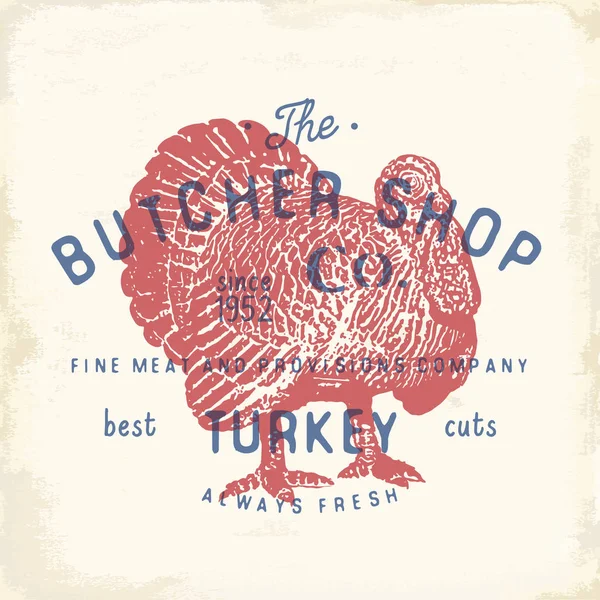 Butcher Shop vintage emblem turkey meat products, butchery Logo ...