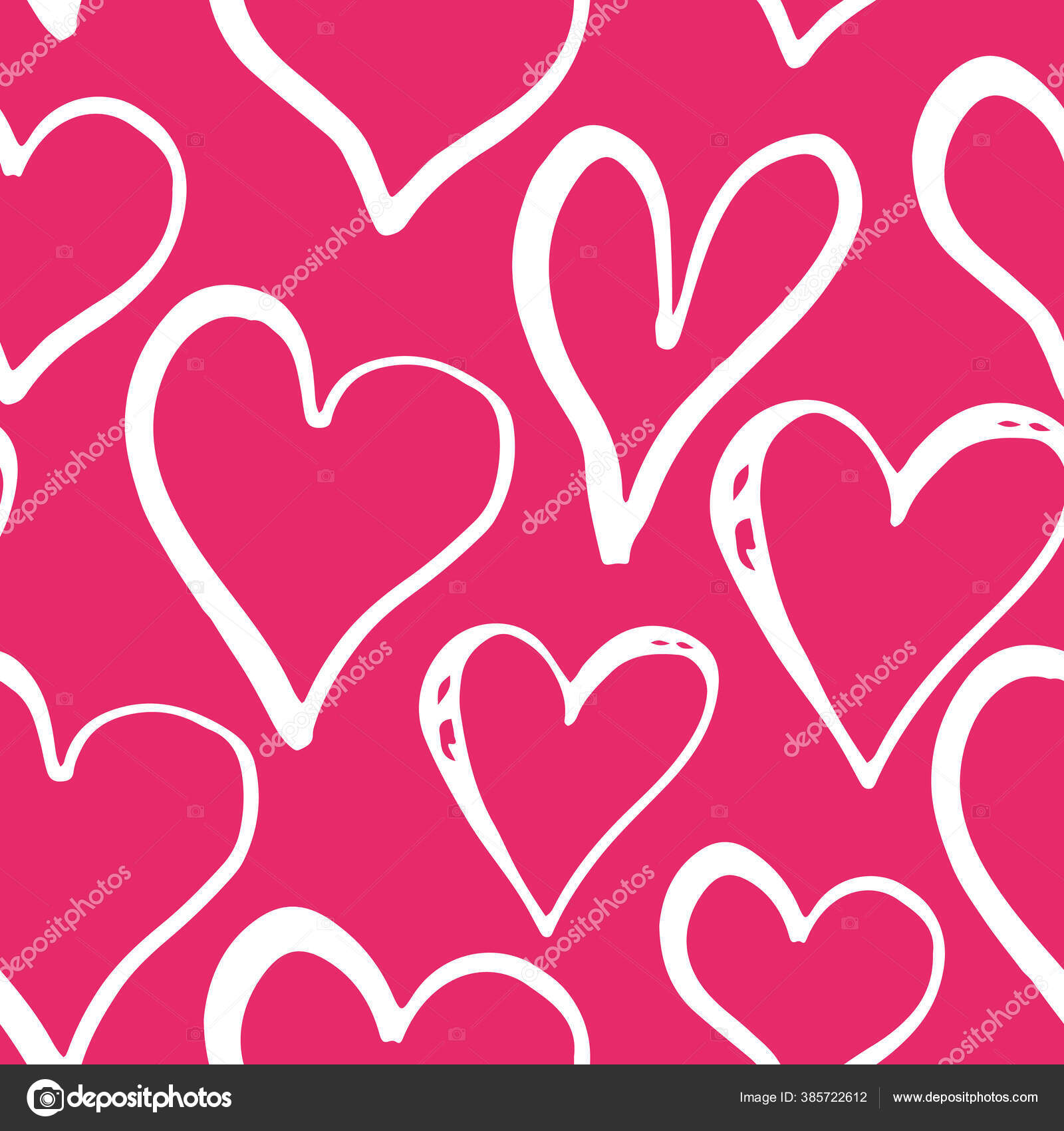 Heart Symbol Seamless Pattern Vector Illustration Hand Drawn Sketch ...