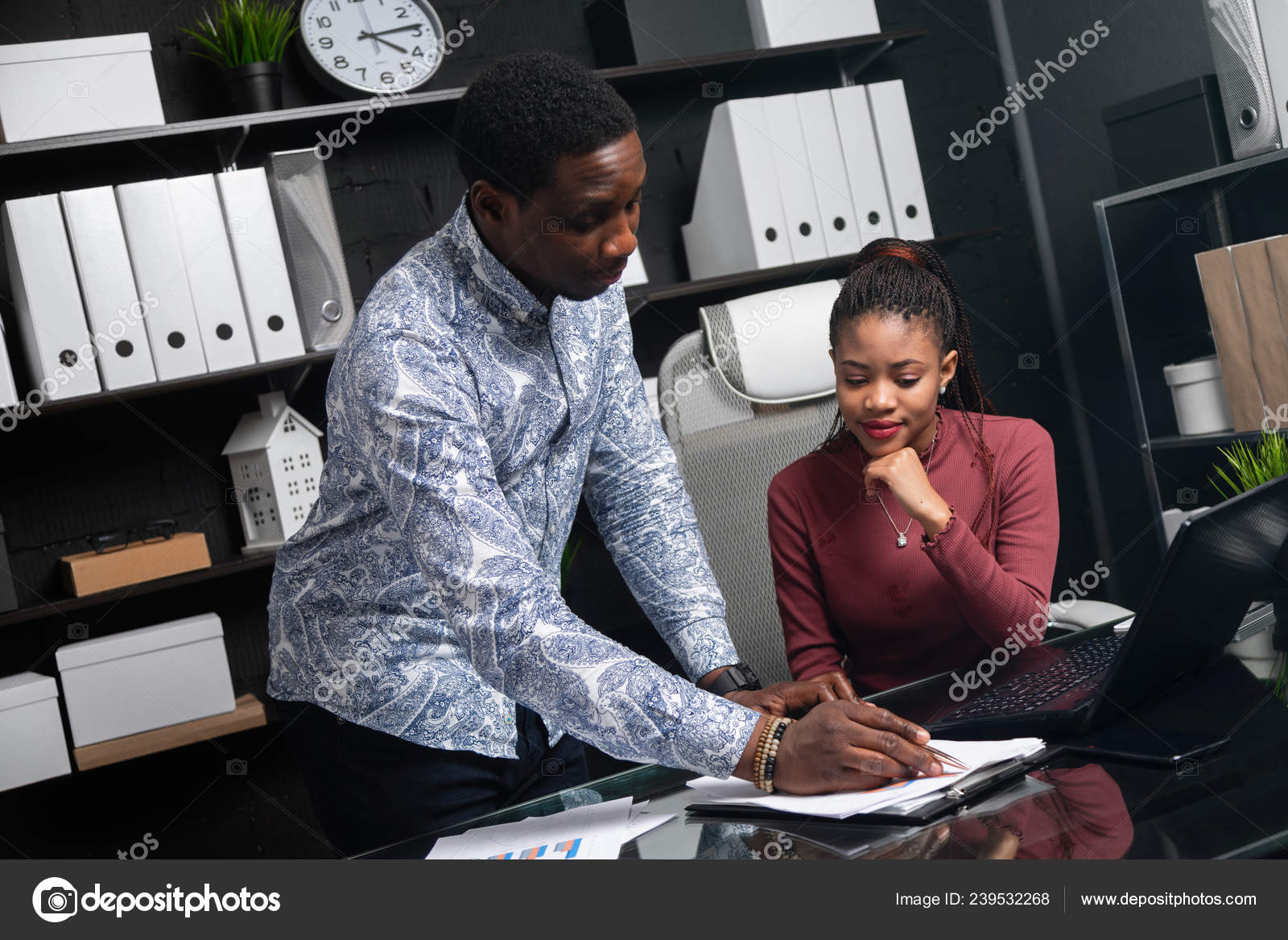 Two Black Business People Talking