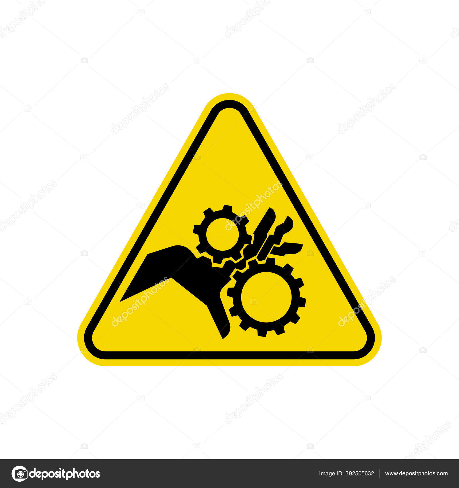 Pinch Point Entanglement Crush Gears Sign Iso Triangle Warning Symbol ...