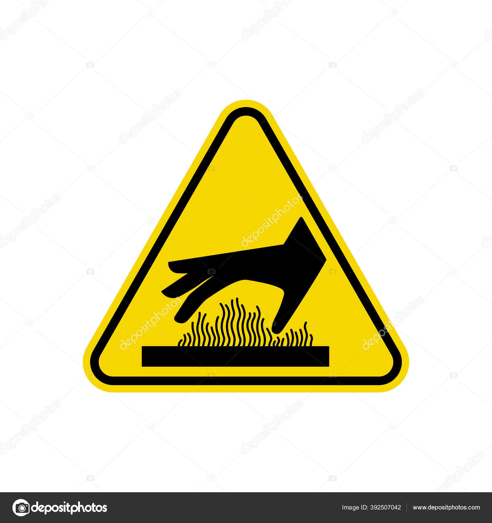 Burn Hazard Sign Iso Triangle Warning Symbol Simple Flat Vector Stock ...