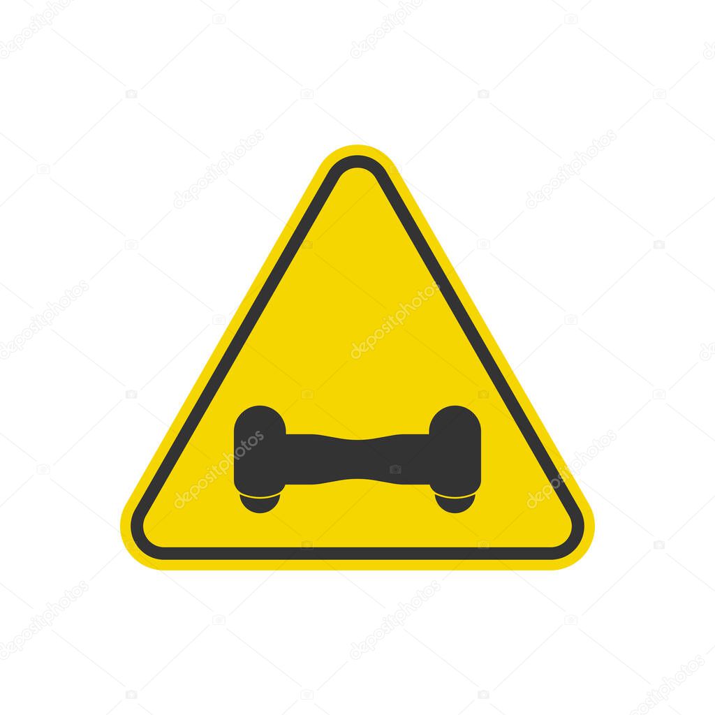 Señal de atención de Hoverboard. Símbolo de precaución moderno, simple ...