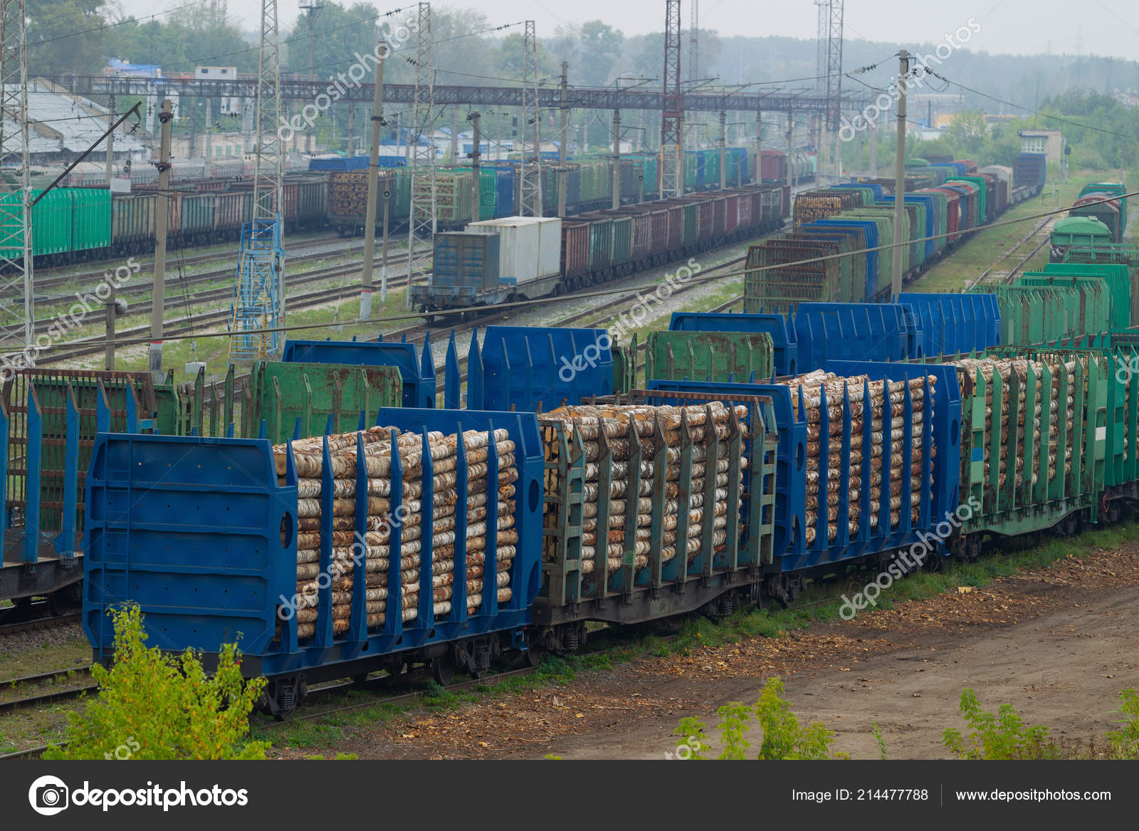 Freight Trains Wagons Cargo Stand Railroad Tracks Transport Hub ...