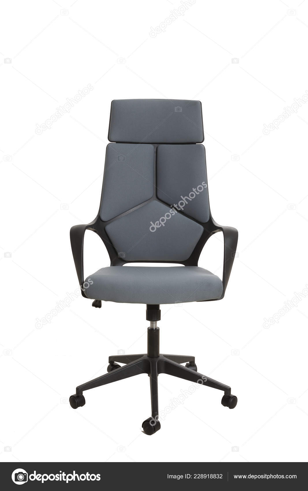 Front View Modern Office Chair Made Black Plastic Upholstered Blue ...