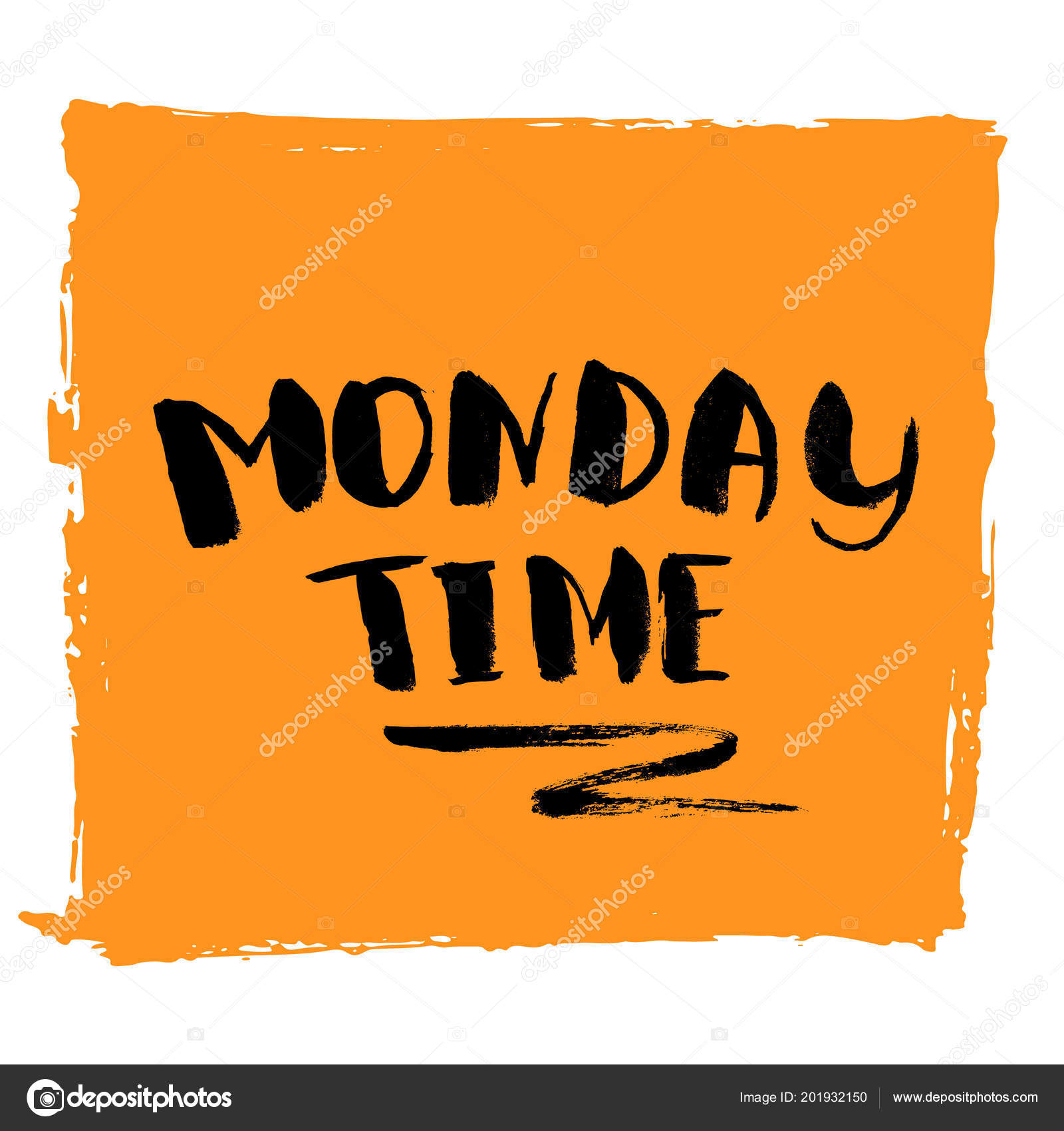 Monday Time lettering quote about new start isolated on yellow ...