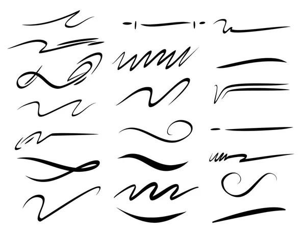 Set of hand drawn lettering and calligraphy swirls, squiggles. Vector ...